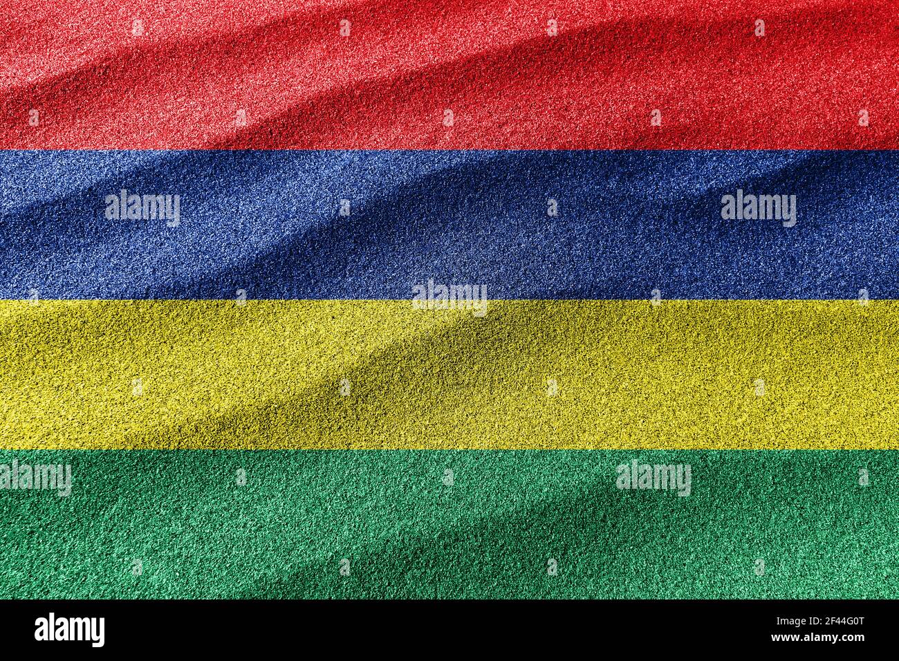 Mauritius sand flag, national flag sand background Stock Photo - Alamy