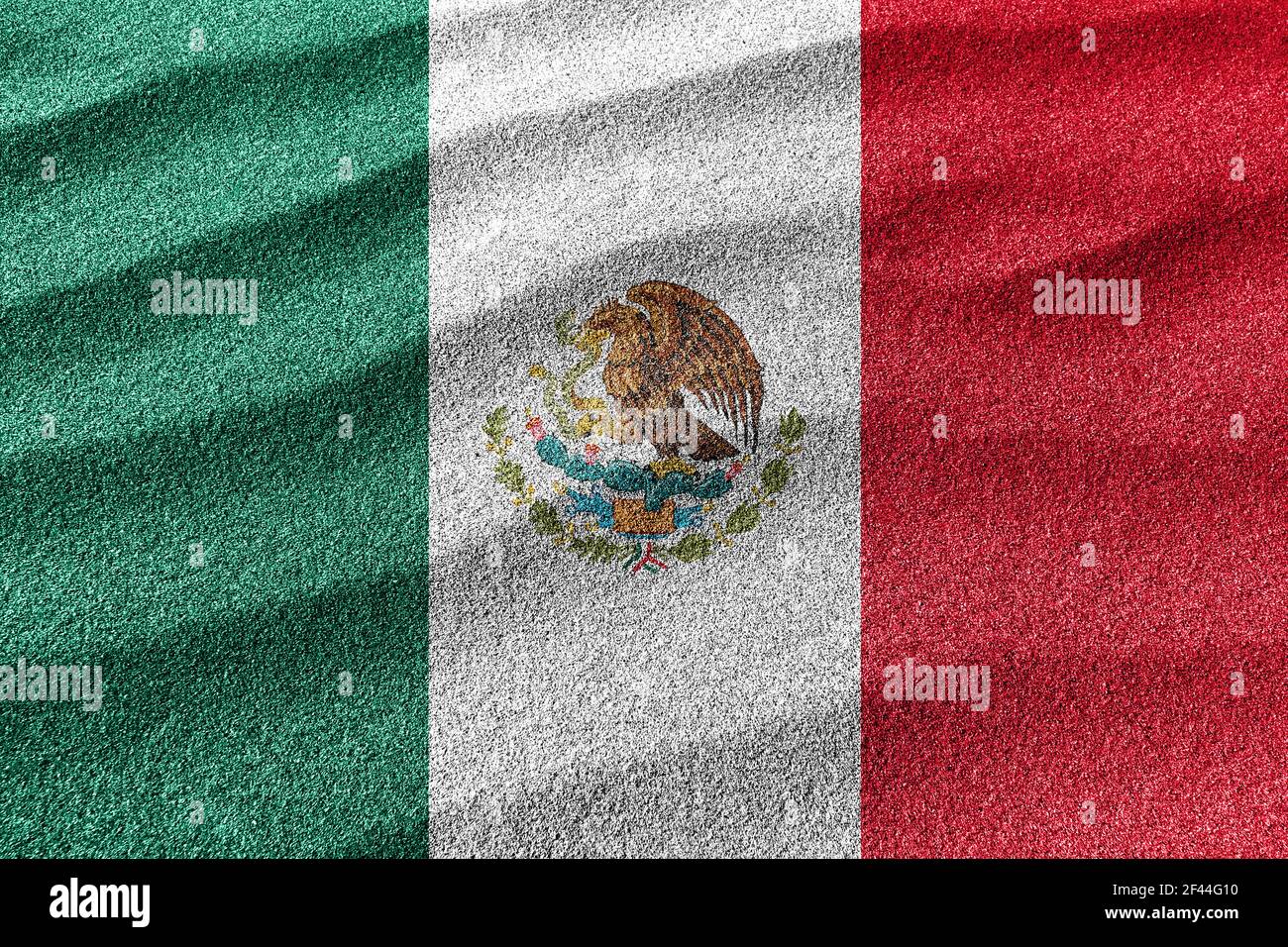 Mexico sand flag, national flag sand background Stock Photo - Alamy