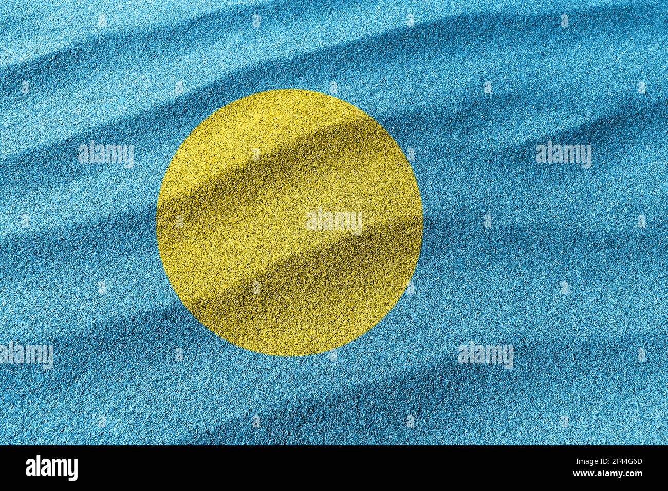 Palau sand flag, national flag sand background Stock Photo - Alamy