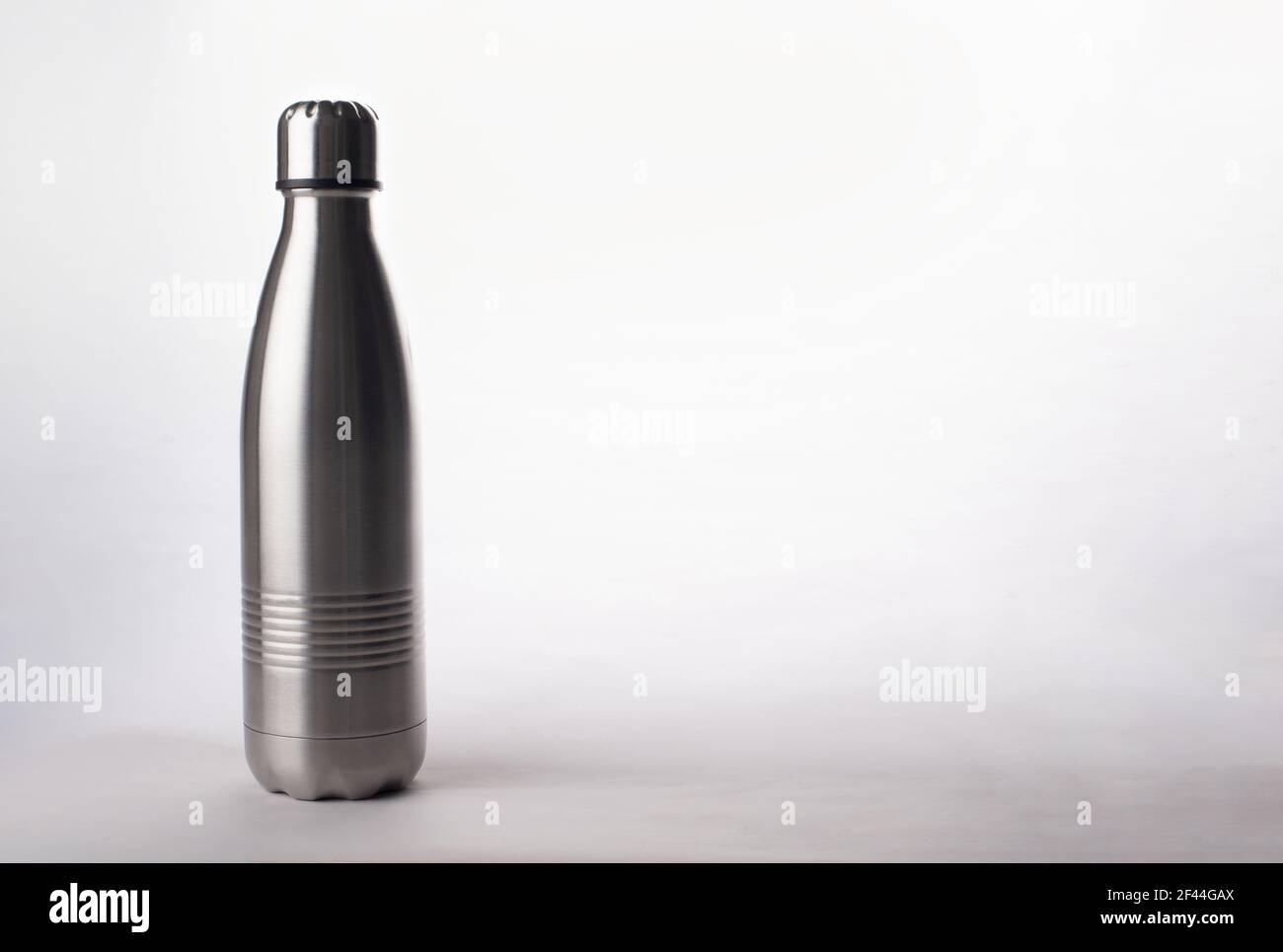 A metal water bottle on white background, Stainless steel flask Stock ...