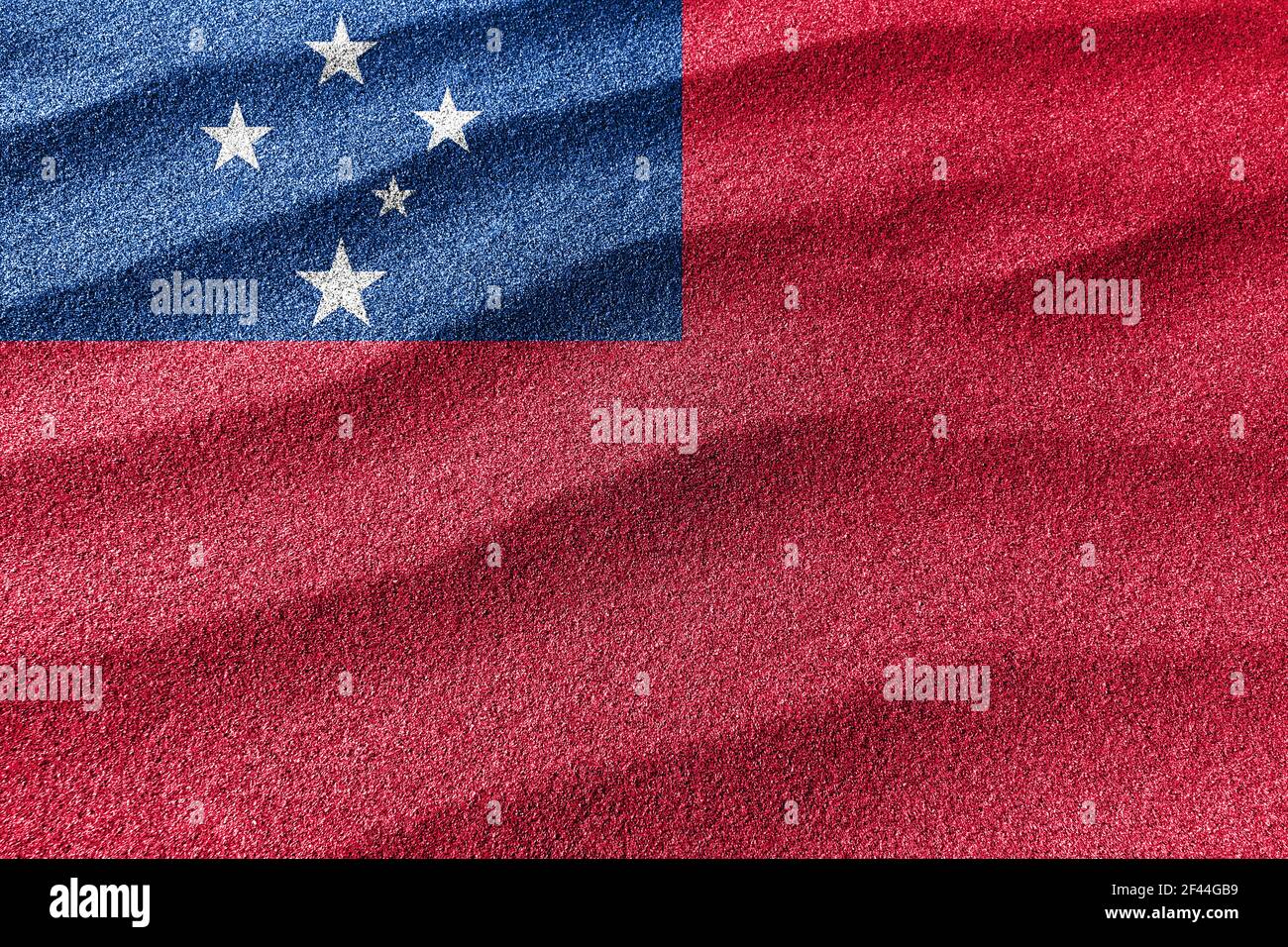 Samoa sand flag, national flag sand background Stock Photo - Alamy