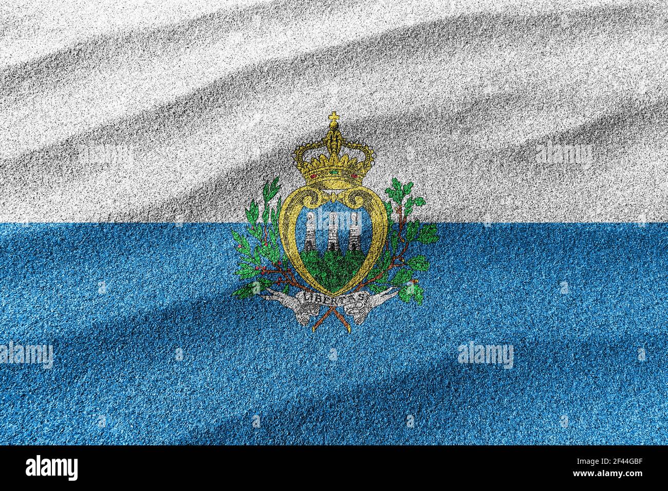 San Marino sand flag, national flag sand background Stock Photo - Alamy
