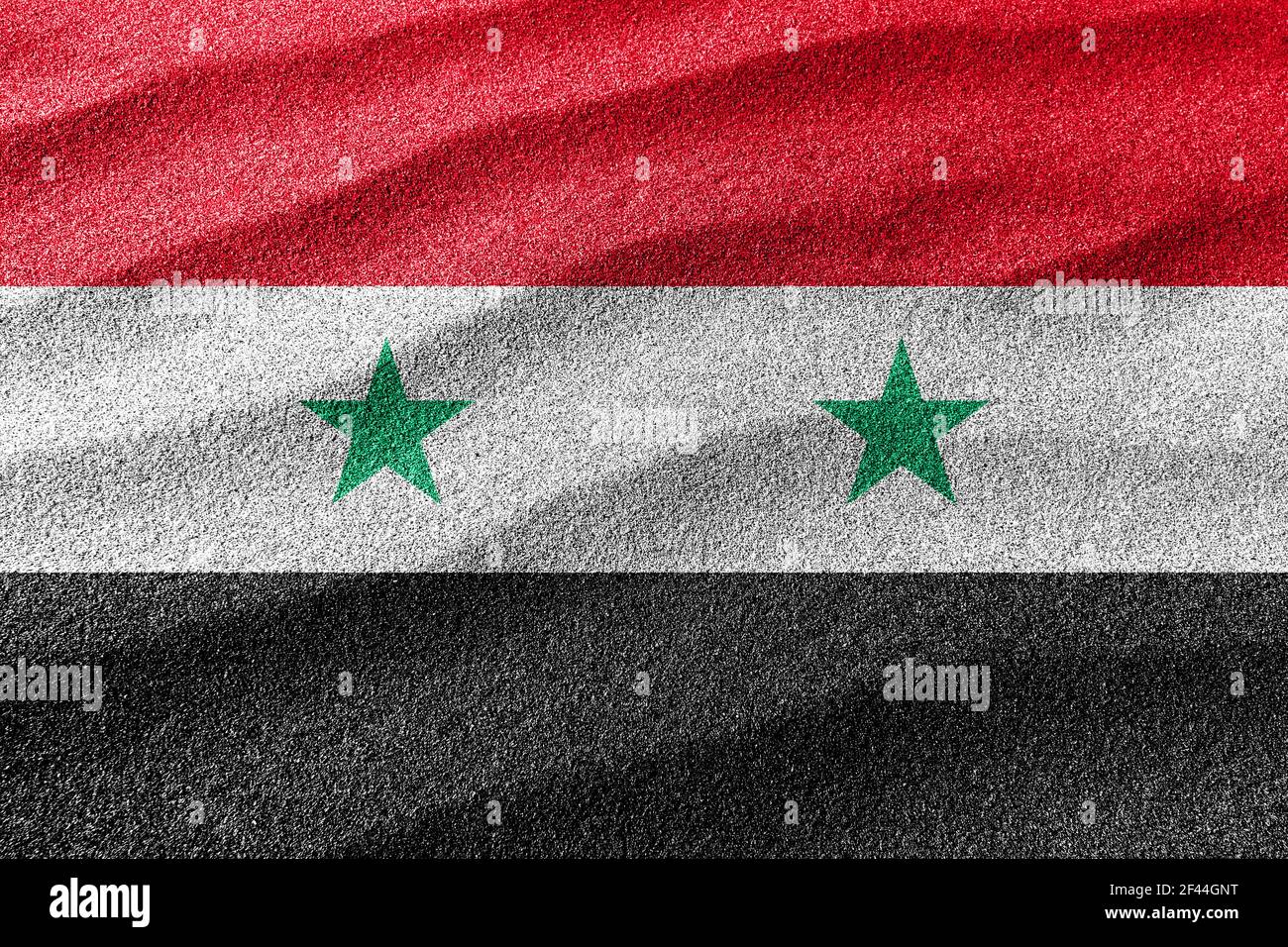 Syria sand flag, national flag sand background Stock Photo - Alamy