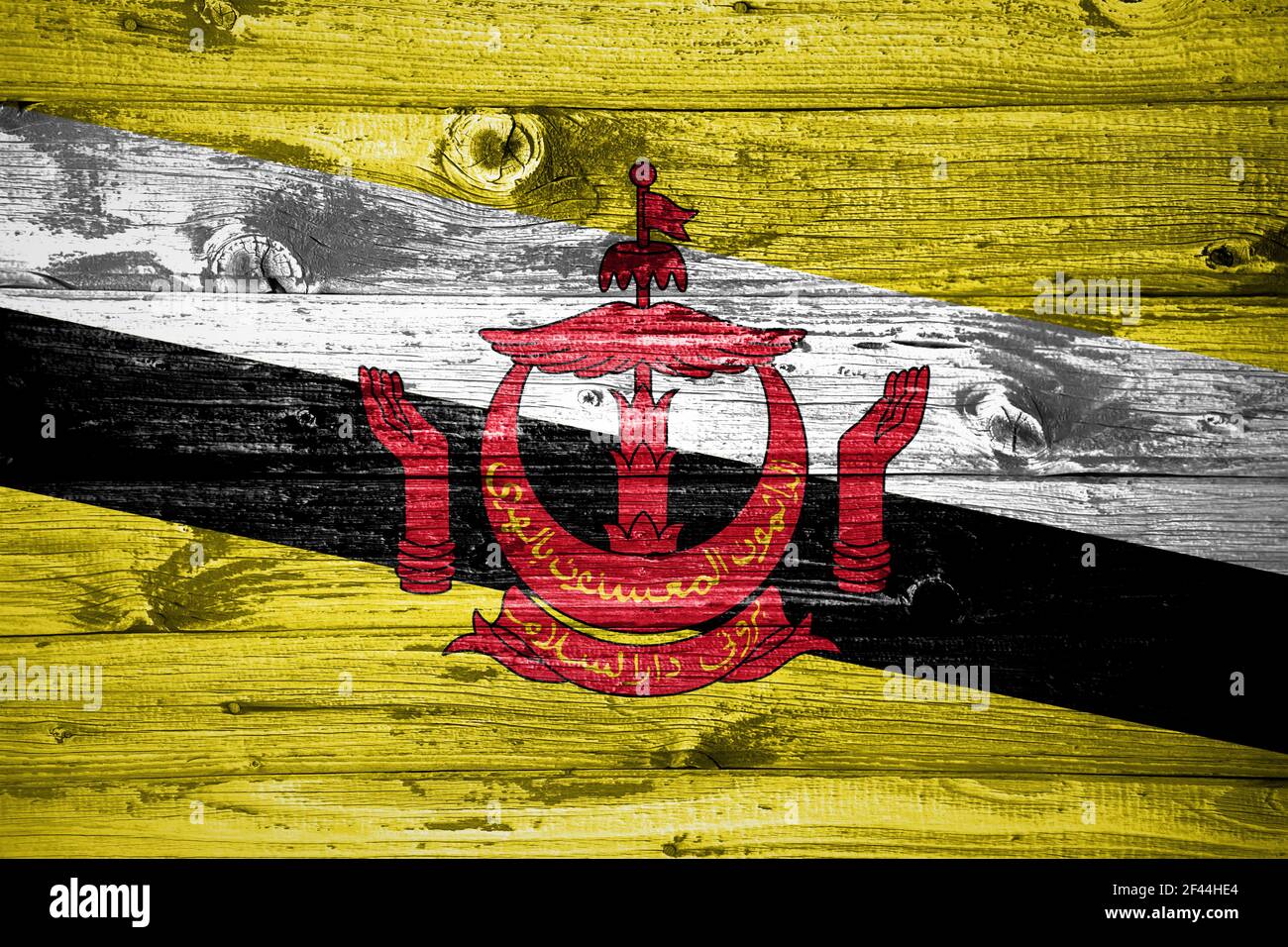 Brunei flag on wooden planks background wood flag Stock Photo - Alamy