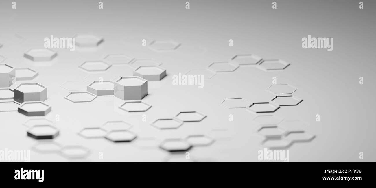 Hexagons or honeycombs, 3D tiles rendering hexagonal wallpaper, geometric illustration ...