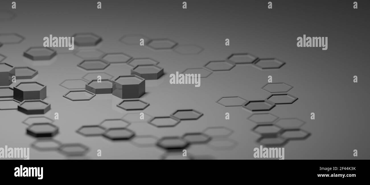 Hexagons or honeycombs, 3D tiles rendering hexagonal wallpaper, geometric illustration ...