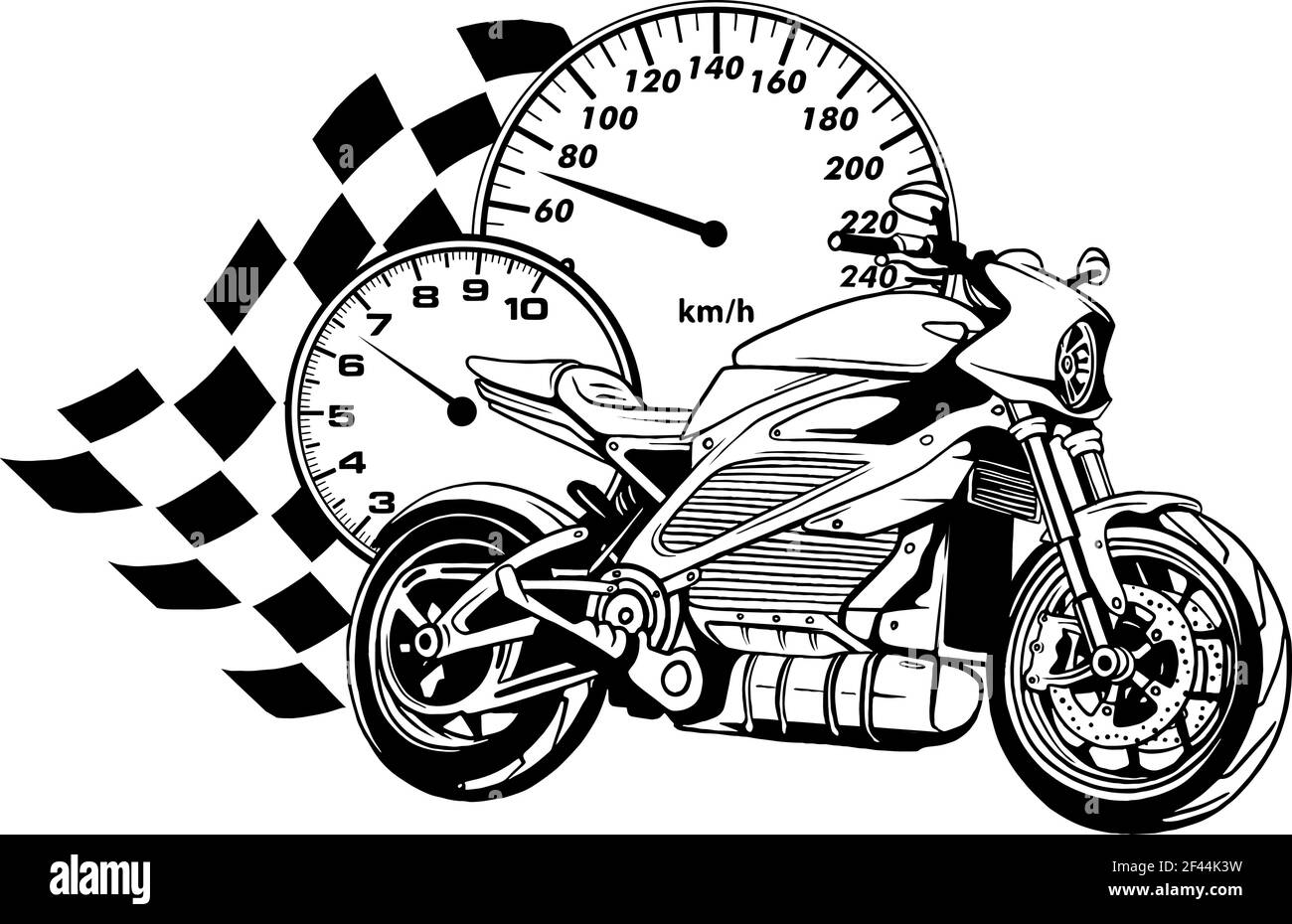 draw in black and white of Motorcycle racer sport vector illustration ...