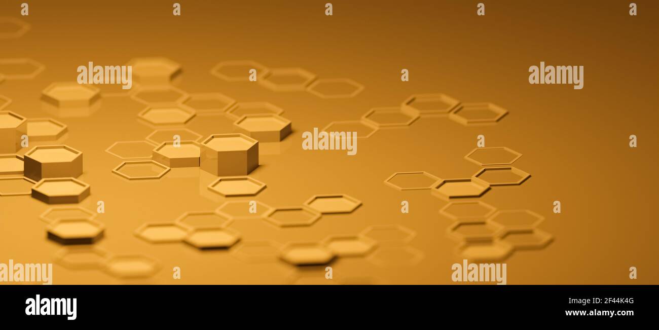 Hexagons or honeycombs, 3D tiles rendering hexagonal wallpaper, geometric illustration ...