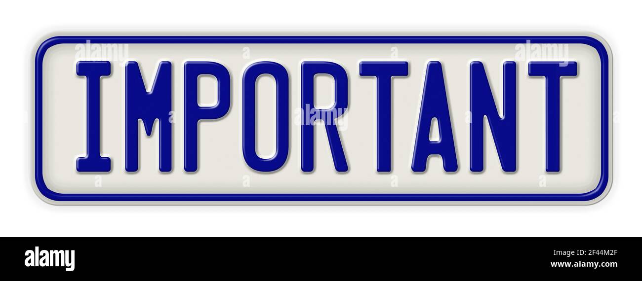 Metal sign on a white background - 3D illustration - Important Stock ...