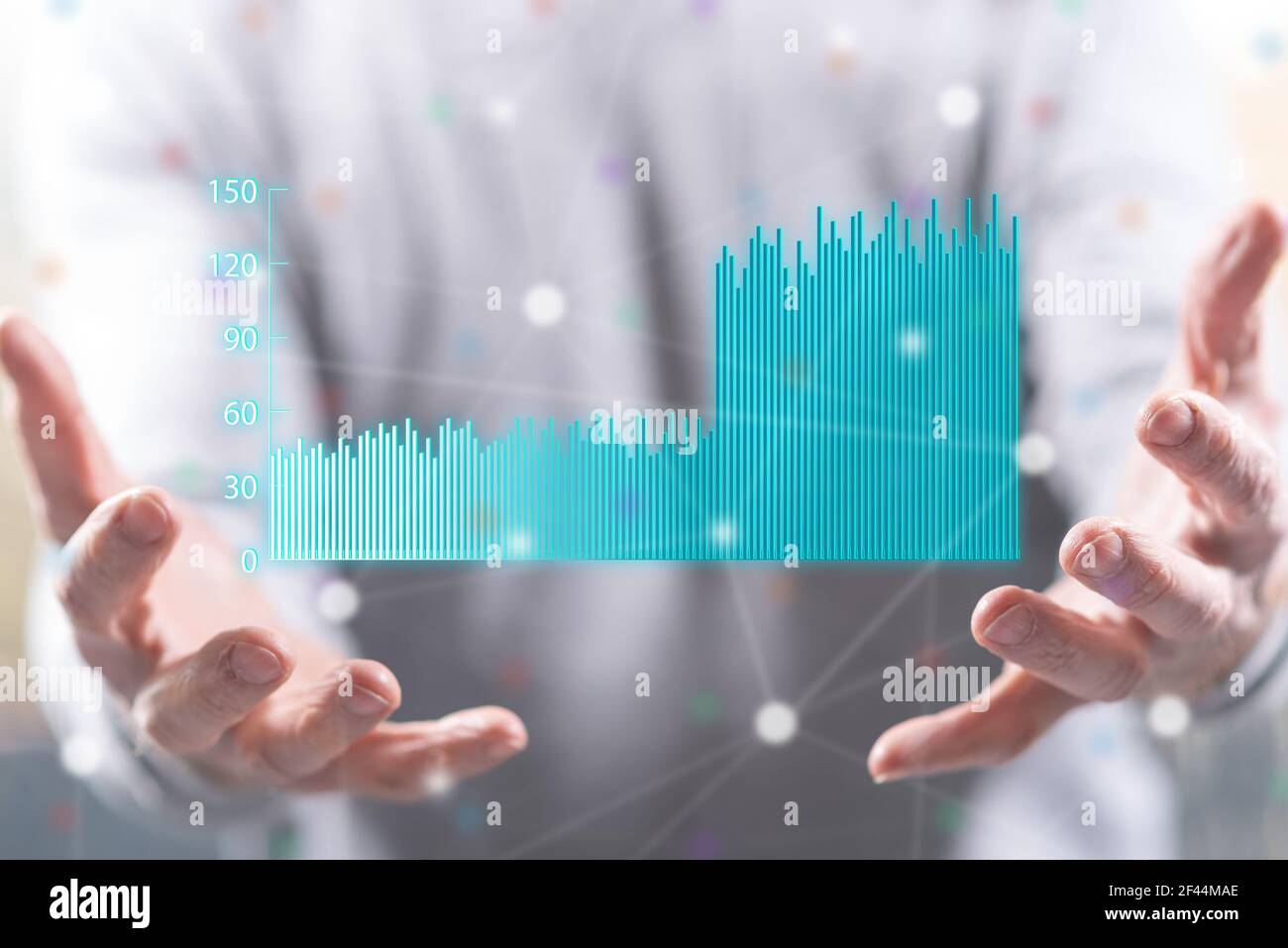 Business analysis concept above the hands of a man in background Stock ...