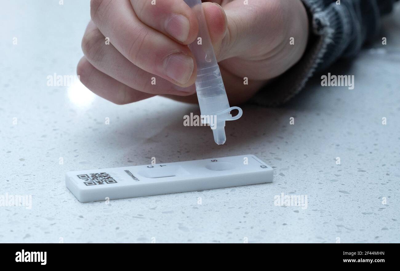 COVID-19 children home testing Stock Photo - Alamy