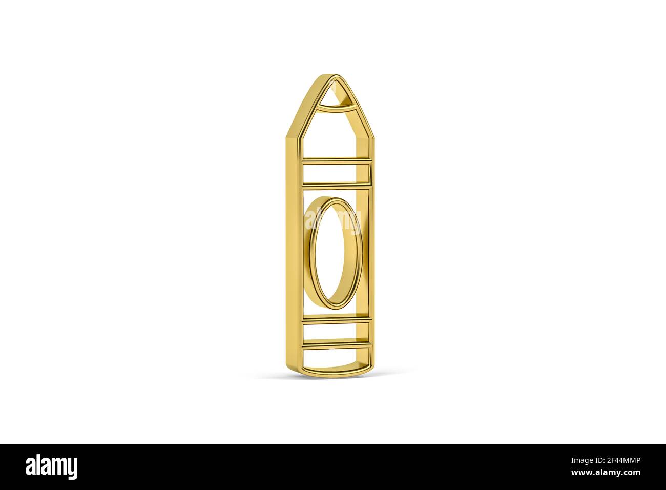 Golden 3d crayon icon isolated on white background - 3D render Stock ...