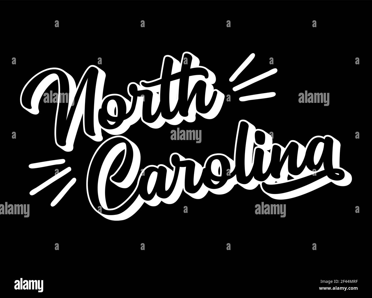 Hand sketched NORTH CAROLINA text. 3D vintage, retro lettering for ...