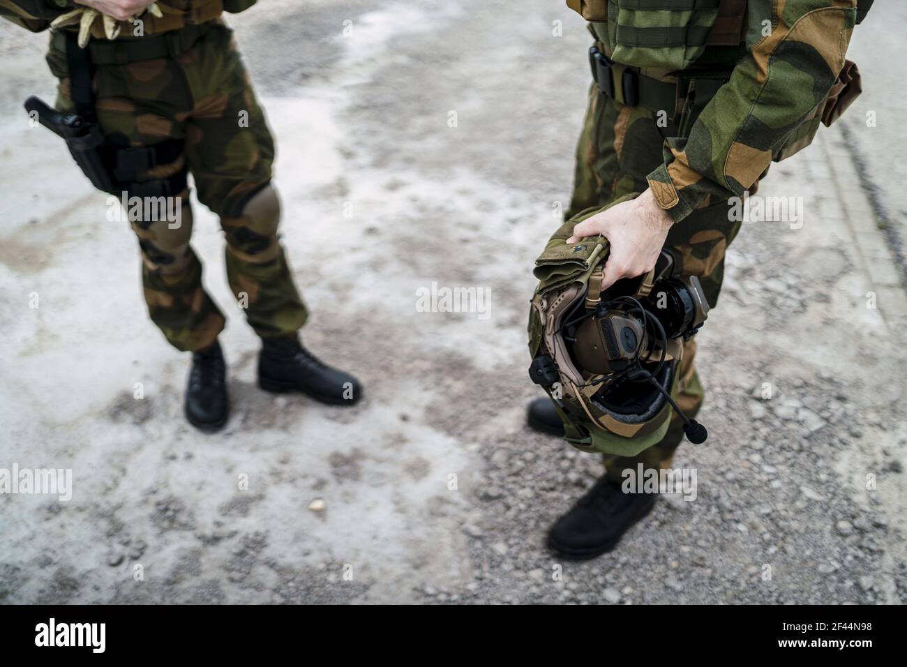 Two special force soldiers standing outdoors during a mission Stock ...