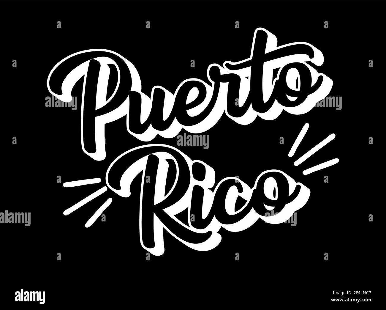 Hand sketched PUERTO RICO text. 3D vintage, retro lettering for poster ...