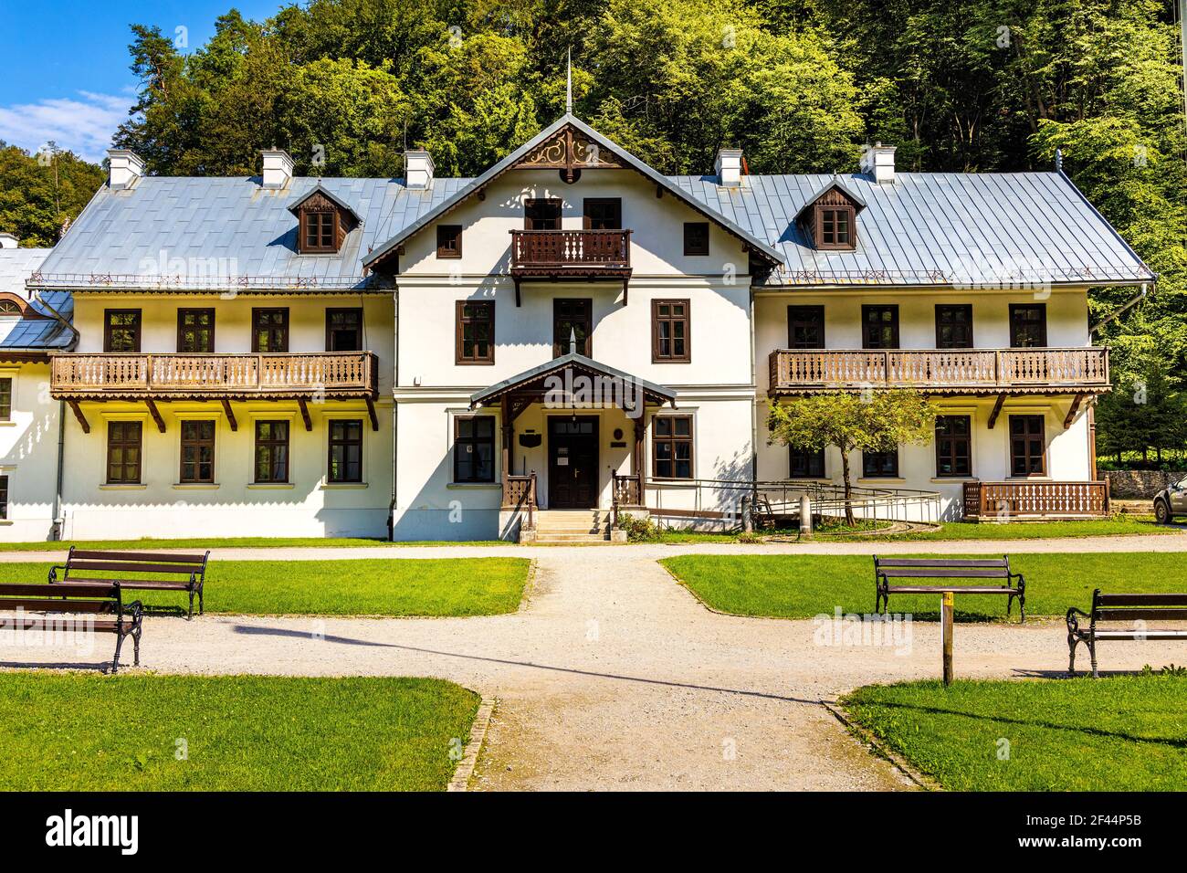 Ojcow, Poland - August 24, 2020: Historic wooden villa house Hotel Pod ...