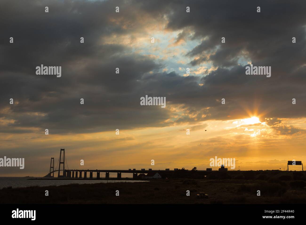 Storebæltsbroen bridge during sunset. It's a wonderful sight Stock ...