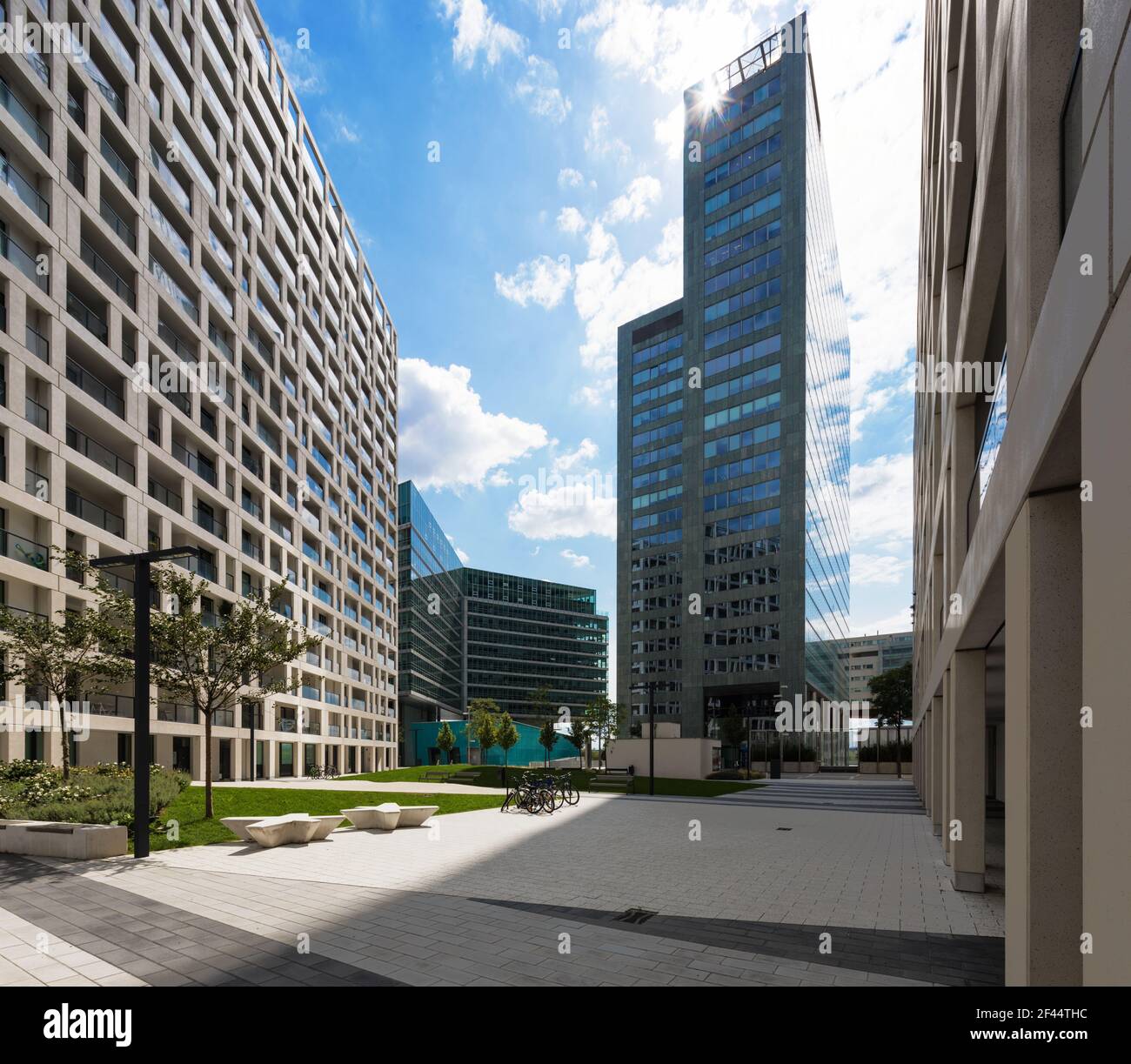 Modern minimal building in new district of Wien Stock Photo - Alamy