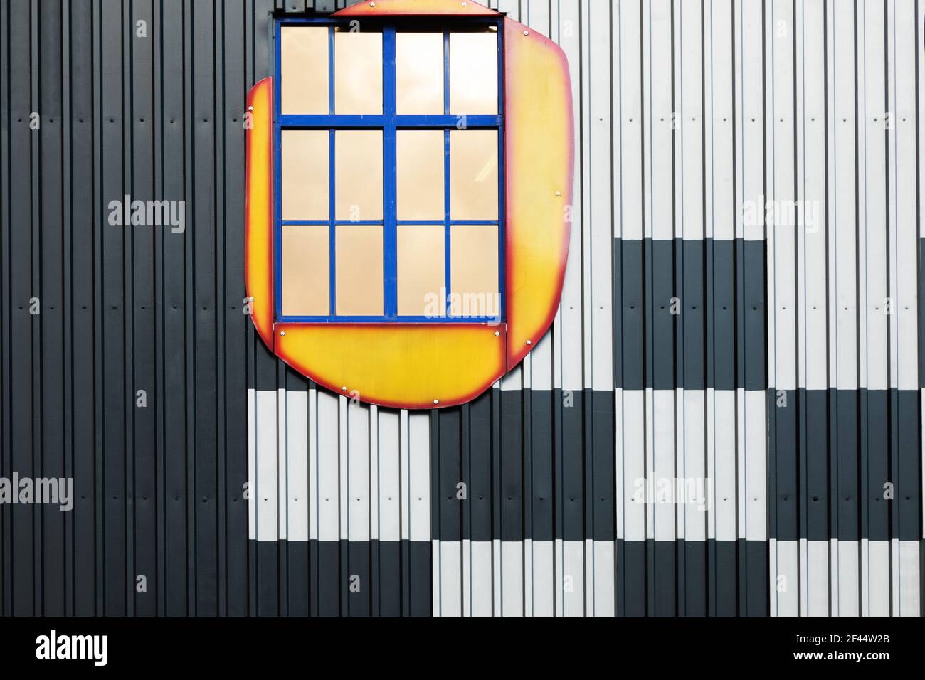 Artistic window in strange white and black building Stock Photo - Alamy