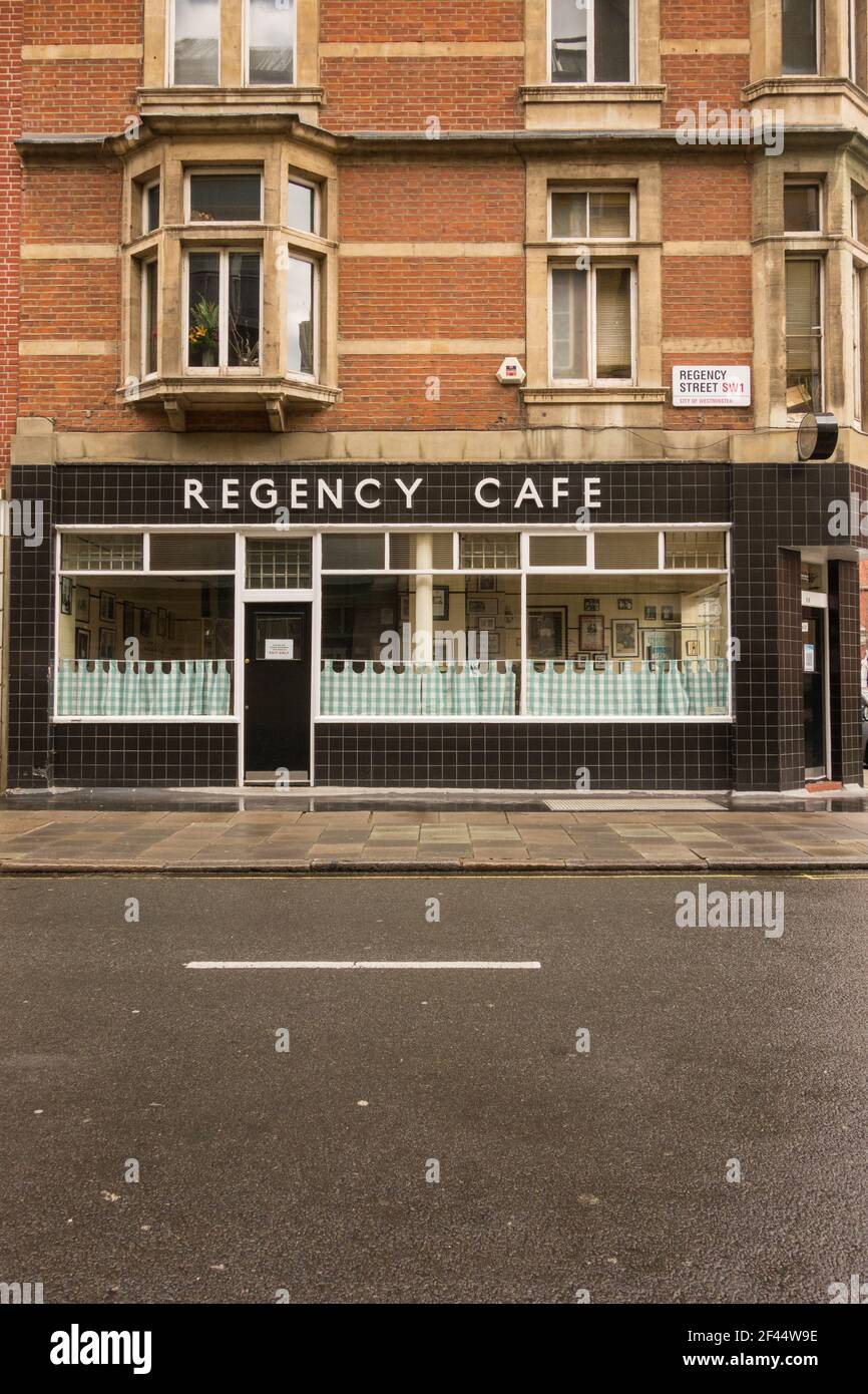 The art deco style Regency Cafe, Regency Street, Westminster, London ...