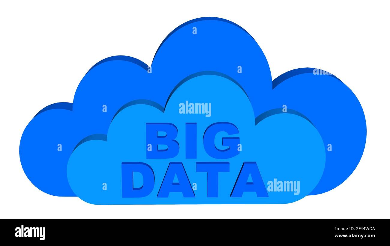 BIG DATA - lettering on clouds in blue against white background - cloud ...