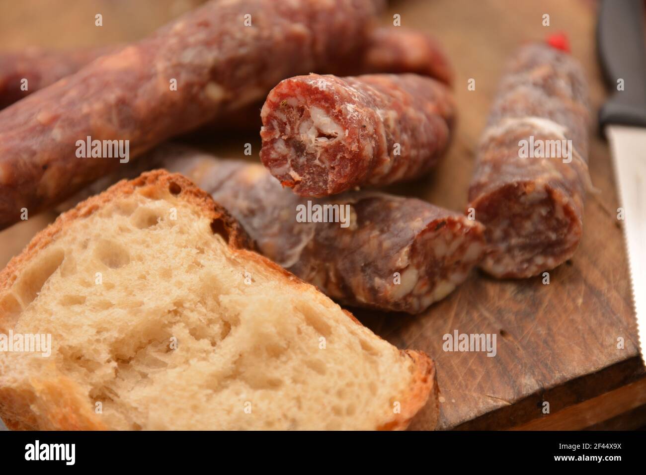 italian pork salami and sausage traditional food Stock Photo - Alamy
