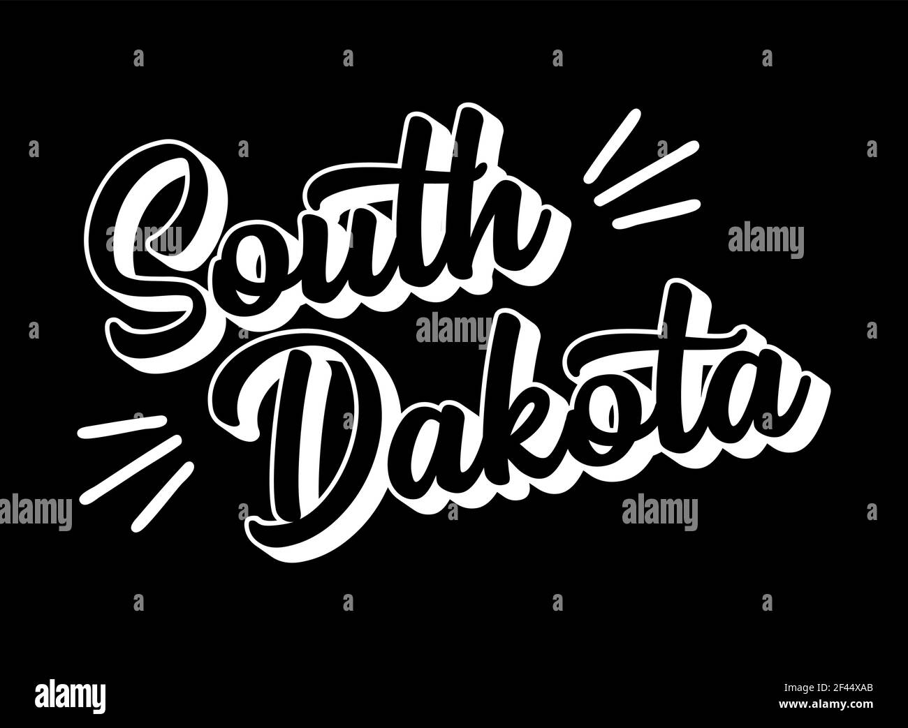 Hand sketched SOUTH DAKOTA text. 3D vintage, retro lettering for poster ...