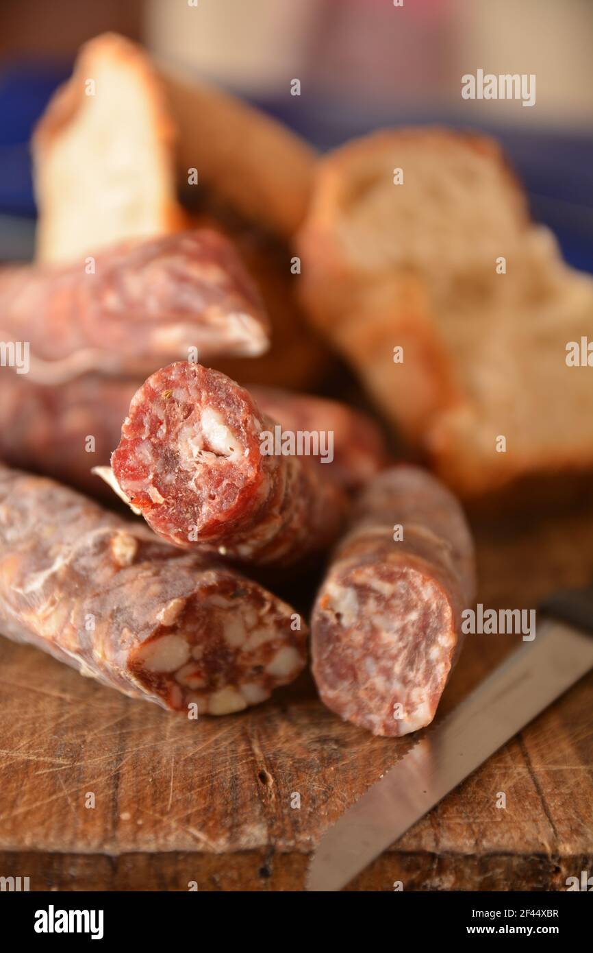 italian pork salami and sausage traditional food Stock Photo - Alamy