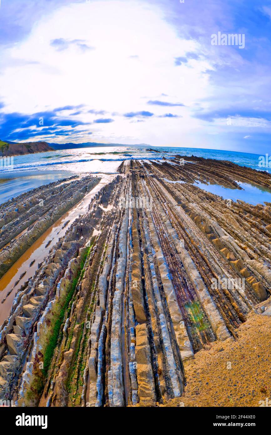 Steeply-tilted Layers of Flysch, Flysch Cliffs, Basque Coast UNESCO ...