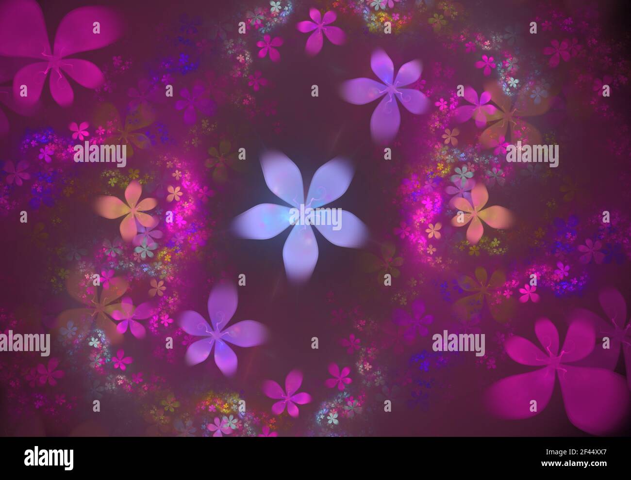 Minimalistic abstract spring flowers background. Fractal flower ...