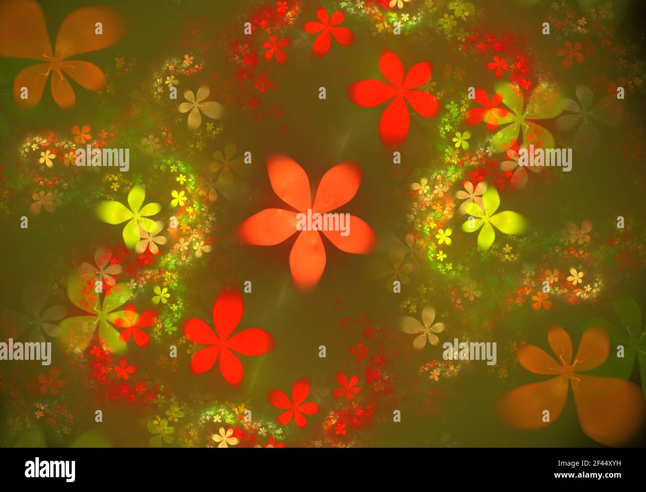 Minimalistic abstract spring flowers background. Fractal flower ...