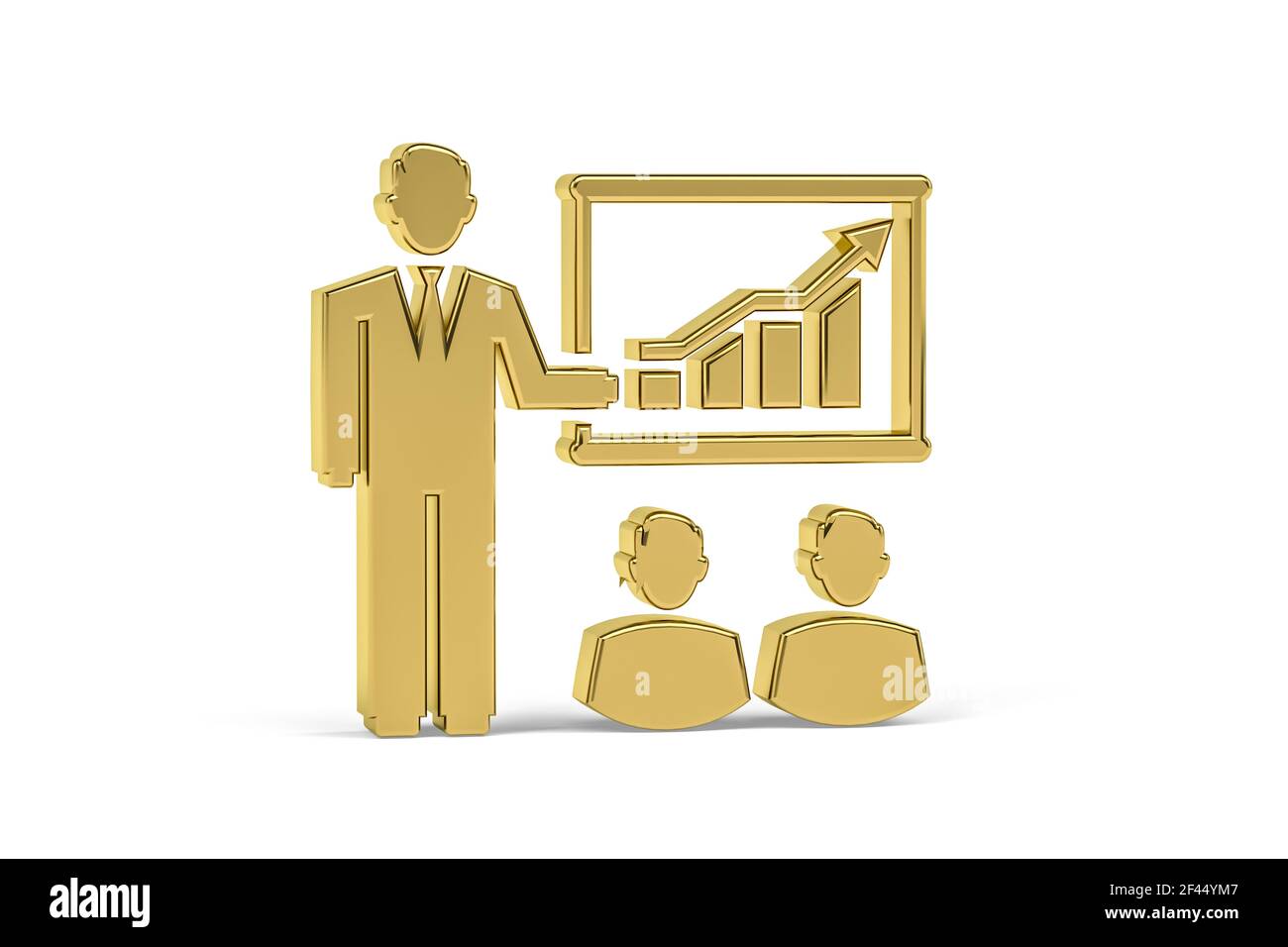 Golden 3d presentation icon isolated on white background - 3D render ...