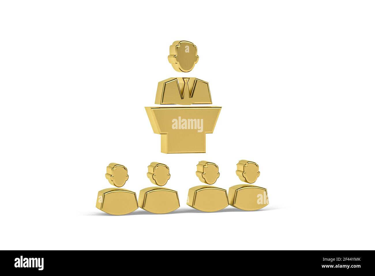 Golden 3d conference icon isolated on white background - 3D render ...