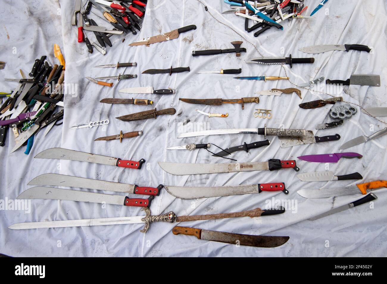 Knives and other weapons that have been deposited into weapon surrender ...