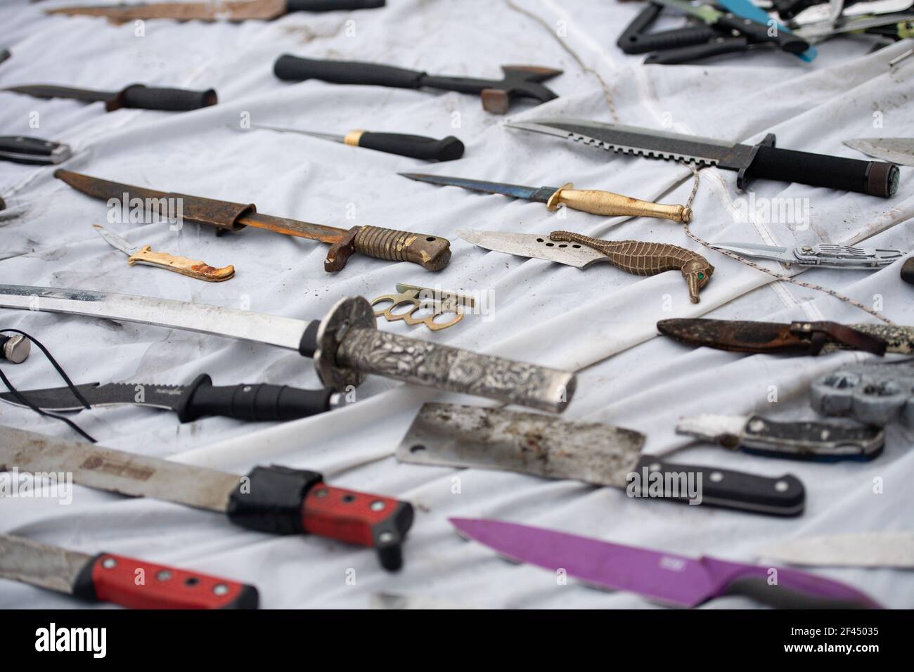 Knives and other weapons that have been deposited into weapon surrender ...