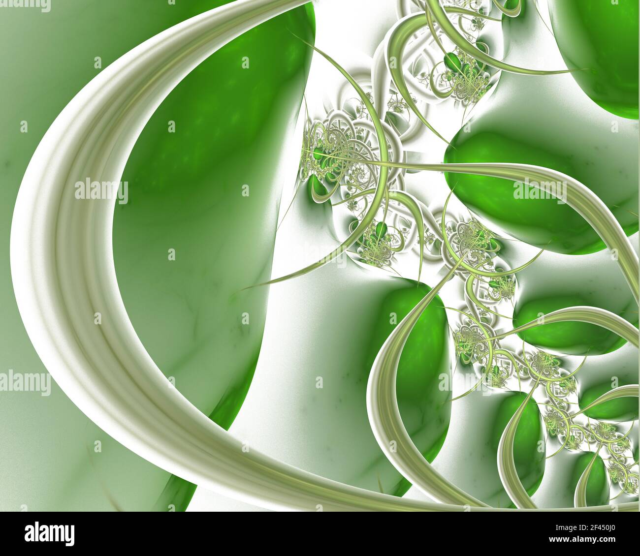 Green, plant illusion, leaves in flow design - fractal abstract ...