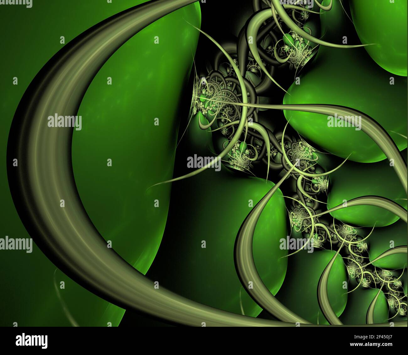 Green, plant illusion, leaves in flow design - fractal abstract ...