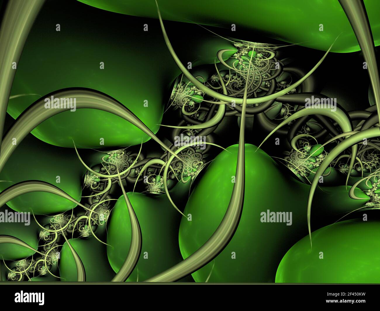 Green, plant illusion, leaves in flow design - fractal abstract ...