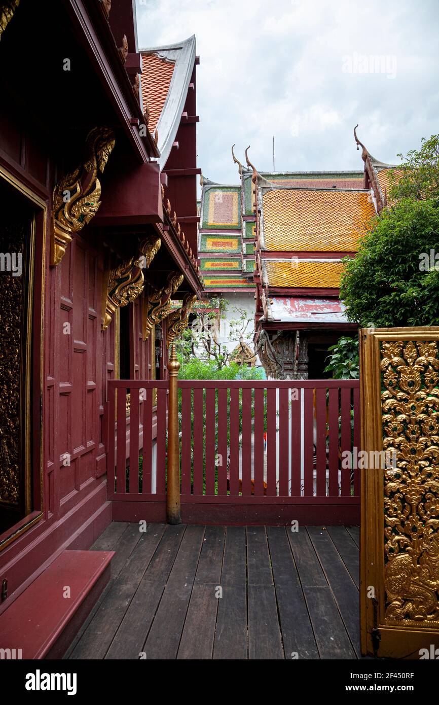 View of buildings and architecture inside the temple complex of Wat ...