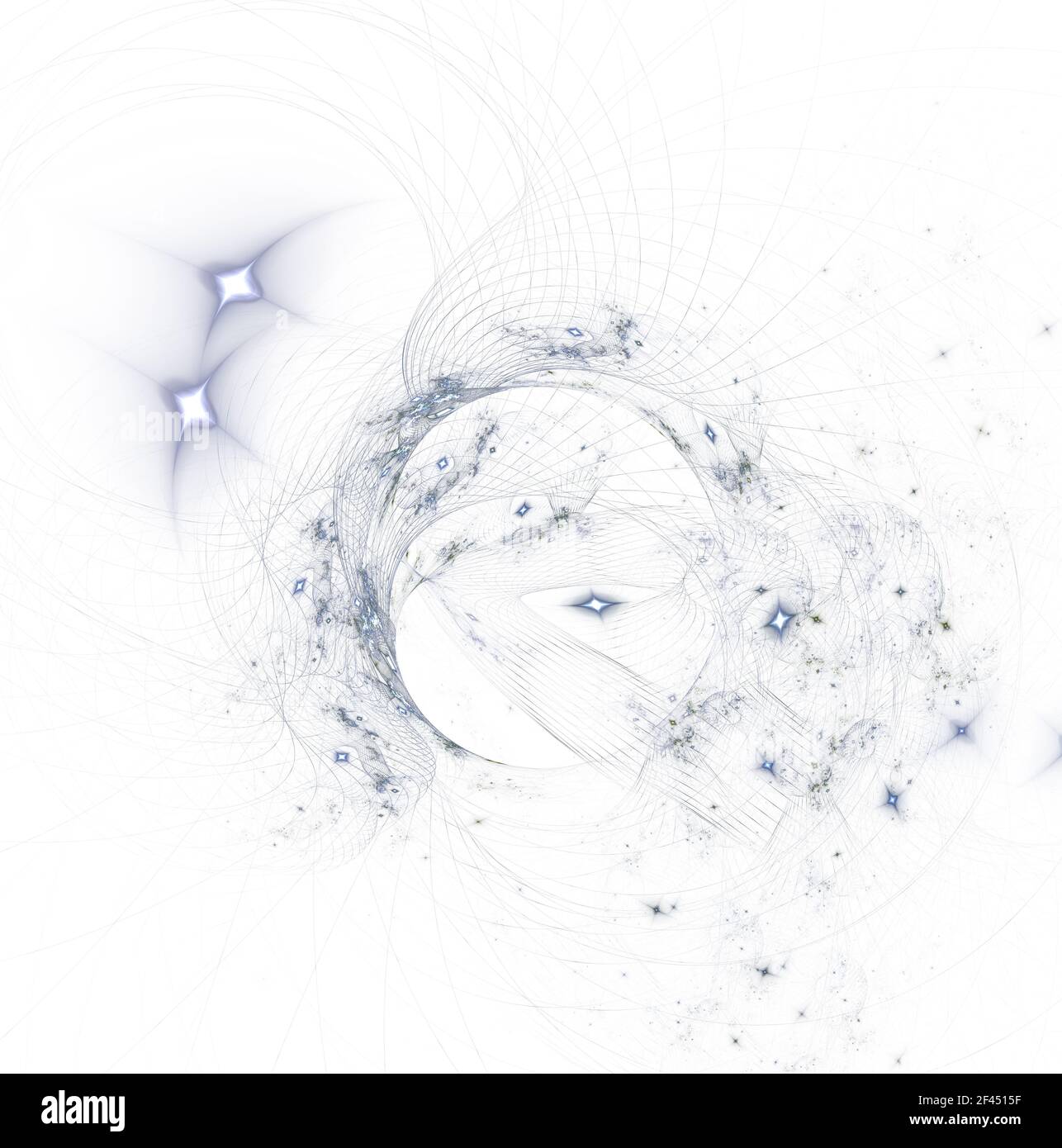 Soft glowing layered abstract fractal network on a white virtual ...