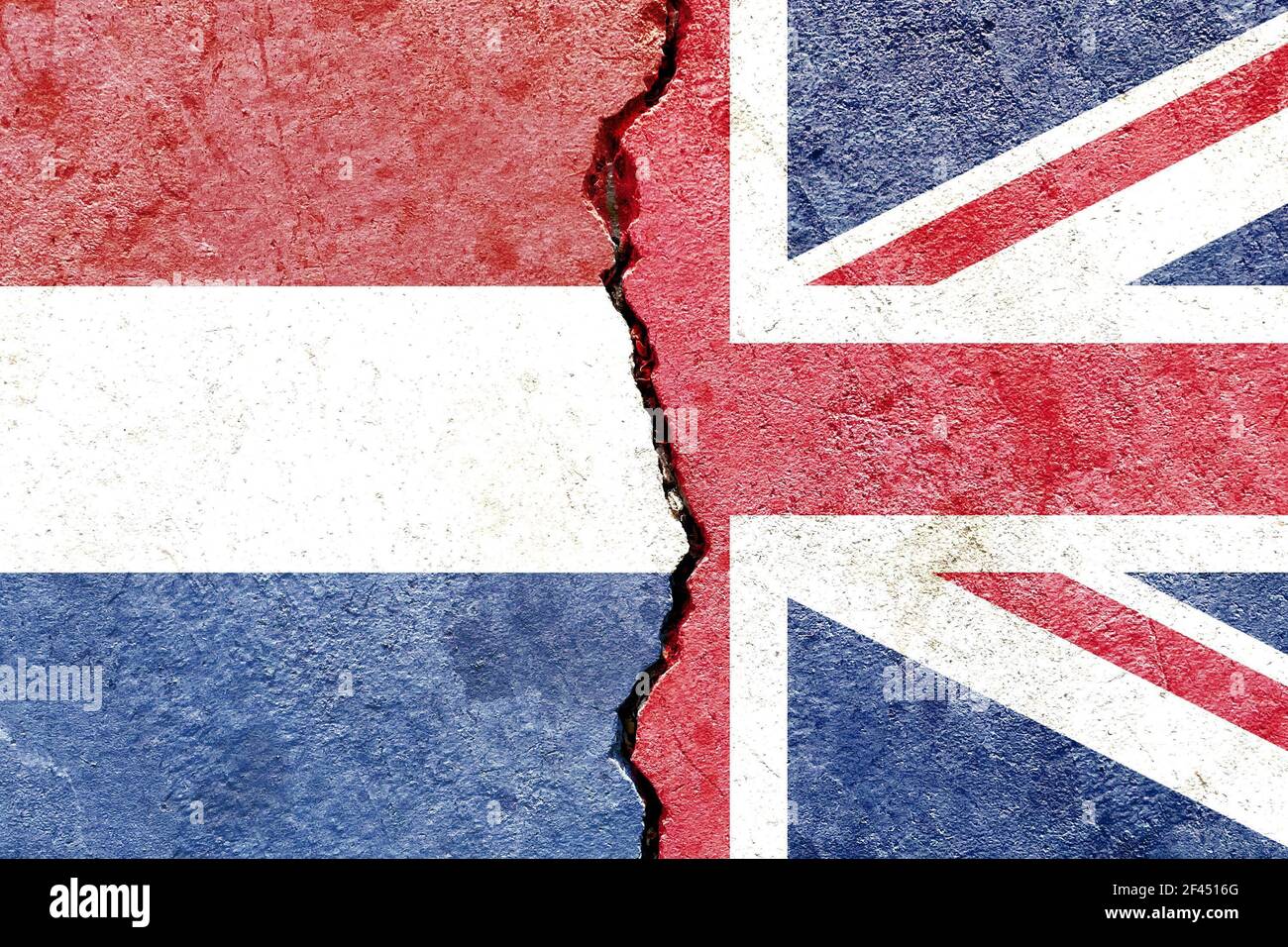 An illustration of the flags of the Netherlands and the United Kingdom ...