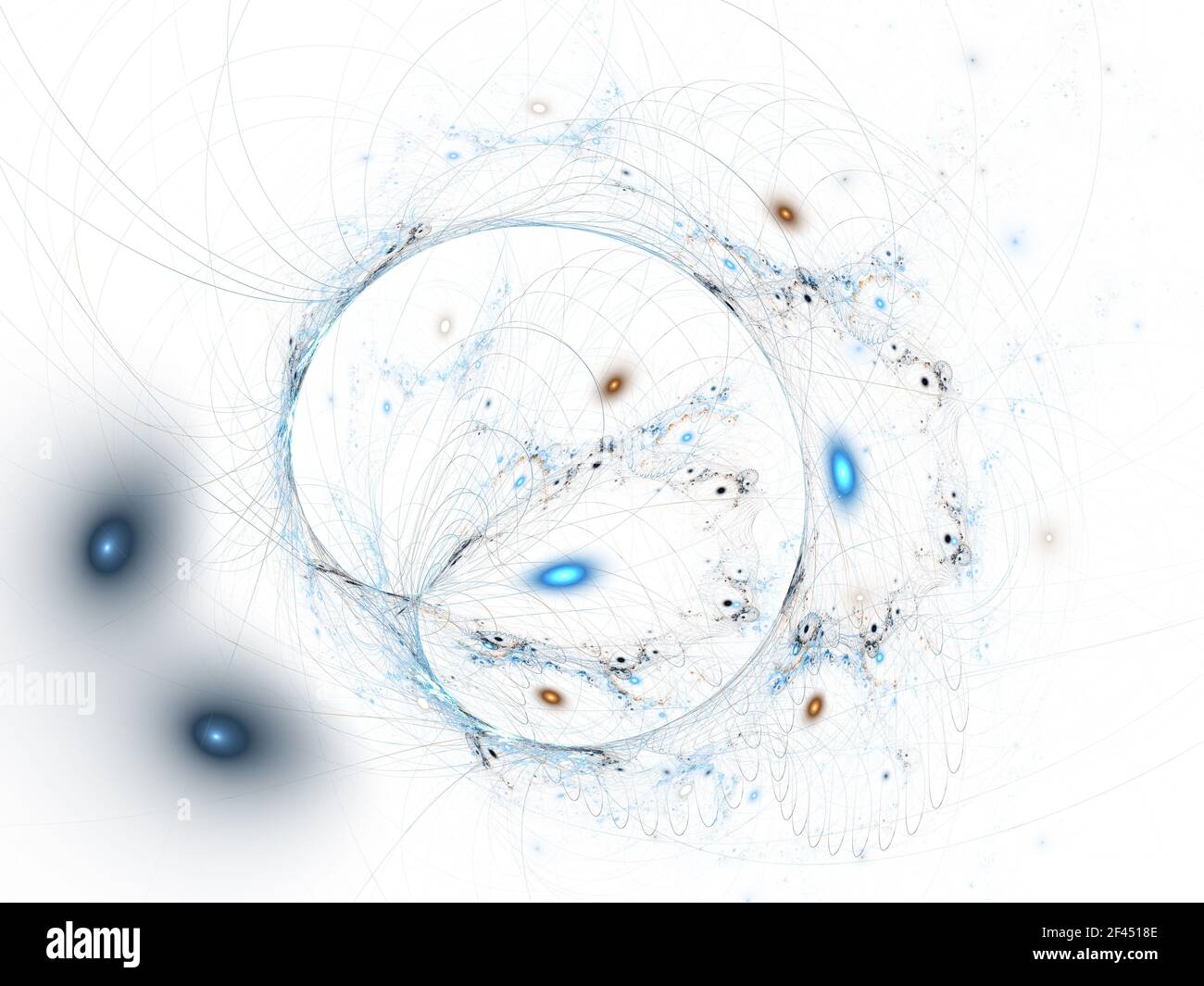 Soft glowing layered abstract fractal network on a white virtual ...