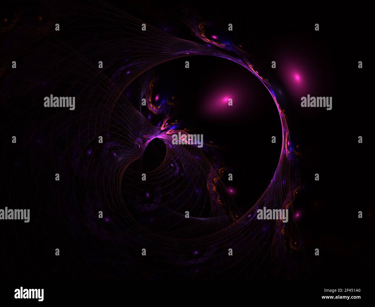 Soft glowing layered abstract fractal network on a black virtual ...