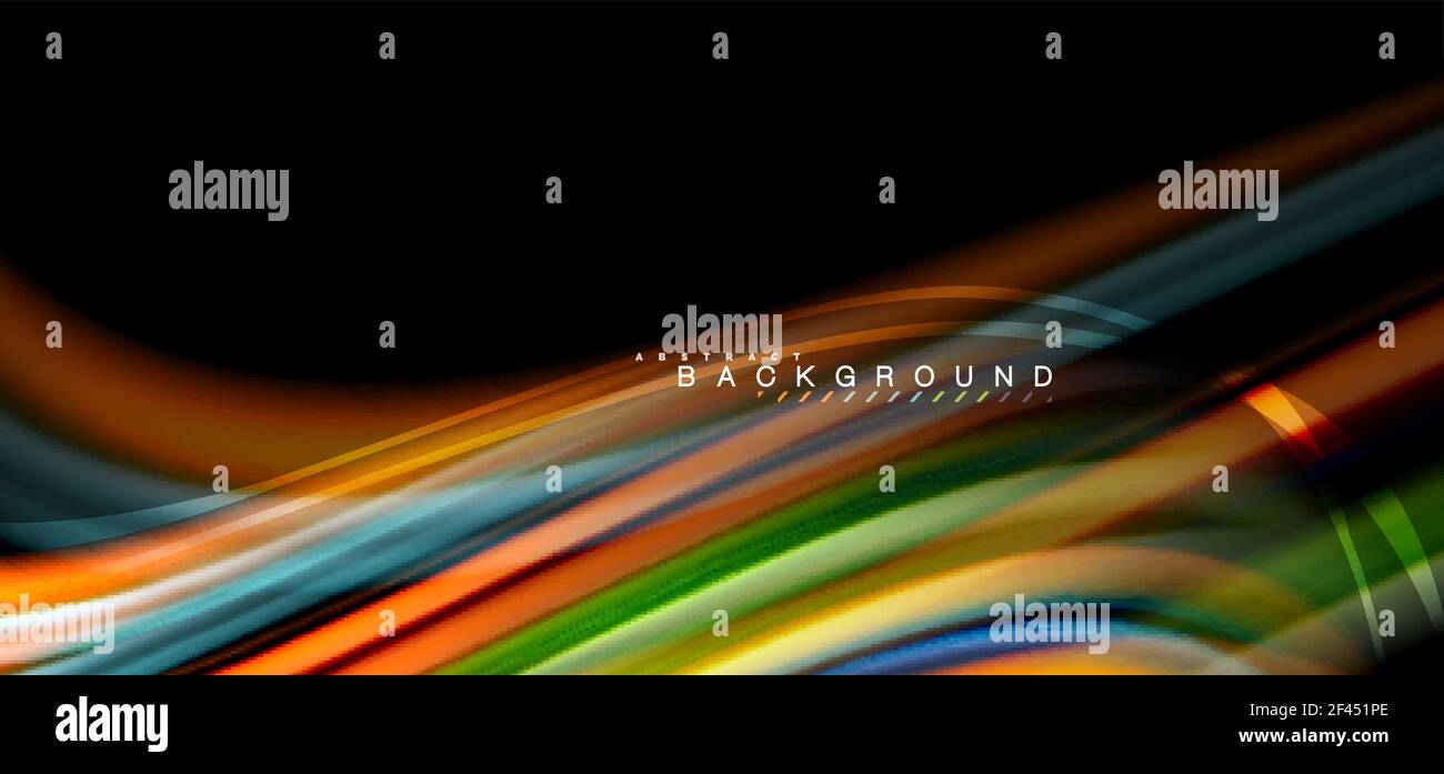 Multicolored wave lines on black background design. Multicolored wave ...