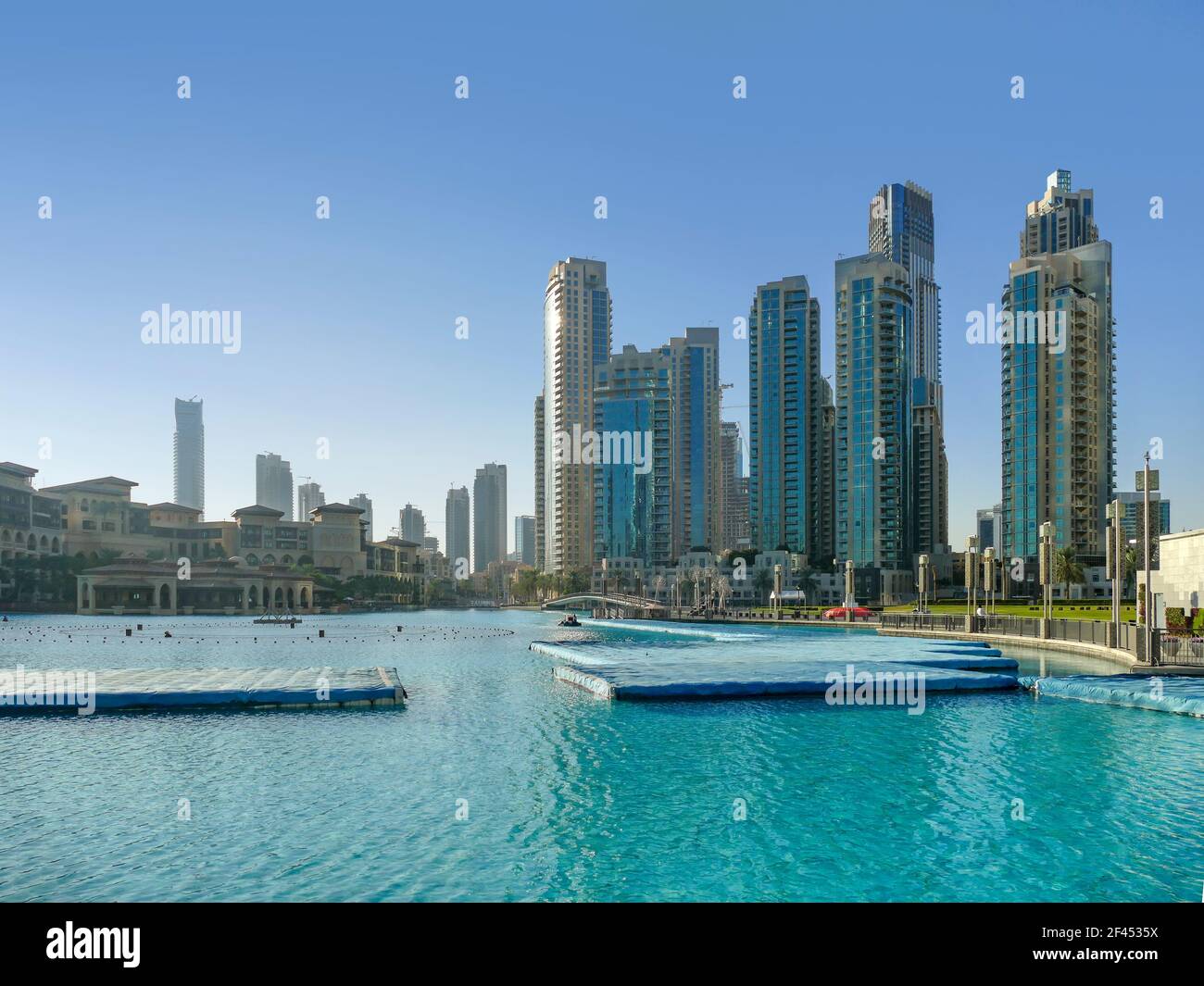 Scenery around the Burj Khalifa park in Dubai, the most populous city ...
