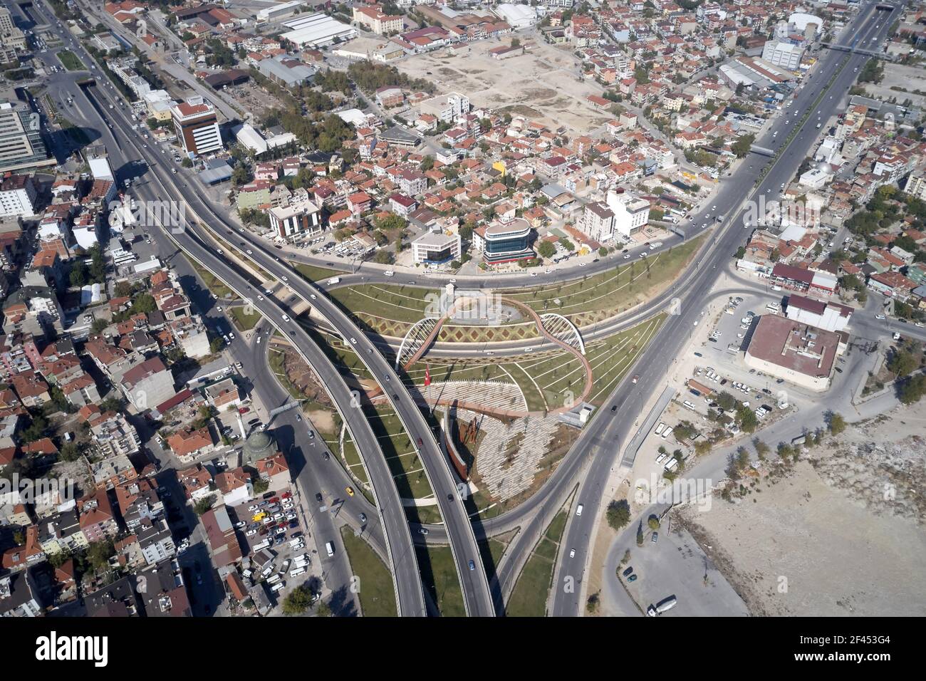 Aerial view of modern European town. Top view of city Stock Photo - Alamy