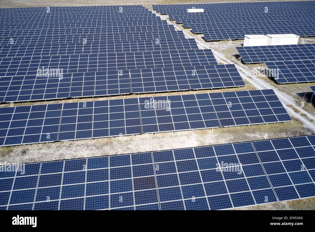 Power plant on the field. Solar panels farm Stock Photo - Alamy
