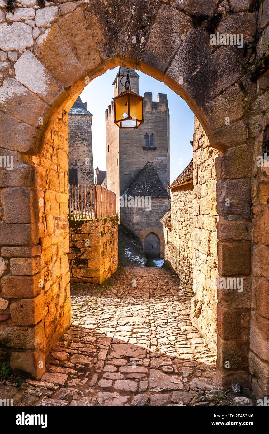 Medieval castle of Beynac and Cazenac in Dordogne in New Aquitaine ...