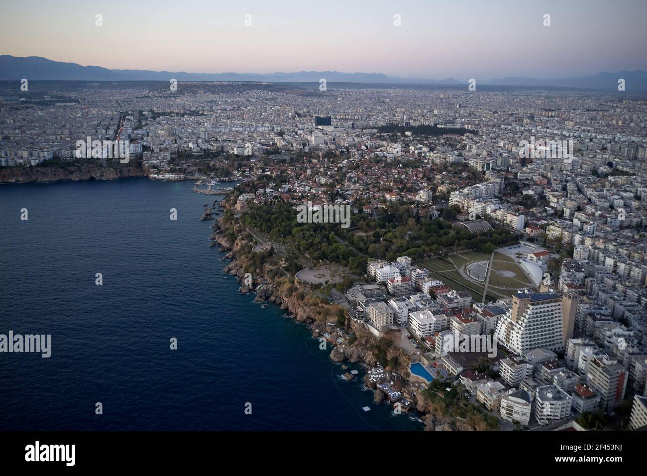 Aerial panoramic view of beautiful seaside town Stock Photo - Alamy