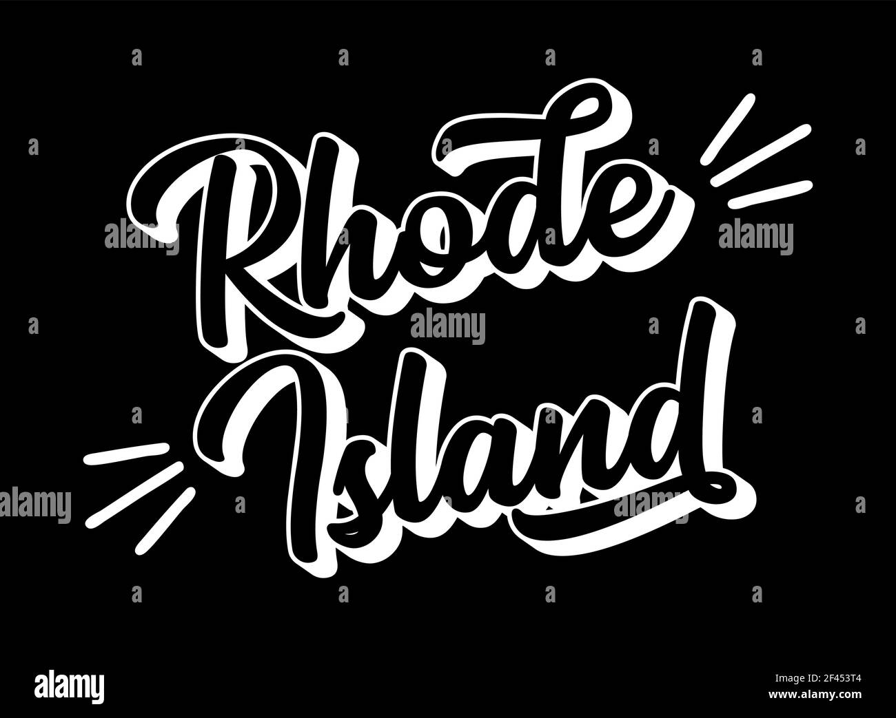 Hand sketched RHODE ISLAND text. 3D vintage, retro lettering for poster ...